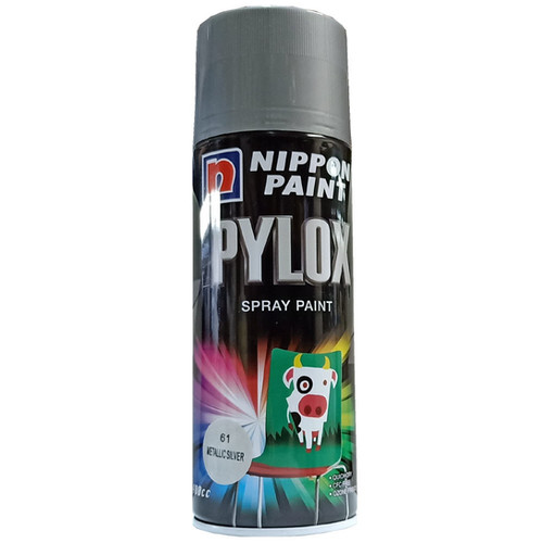 Nippon Paint Pylox Spray Paint 61 Metallic Silver 400CC | Li Fong Hardware