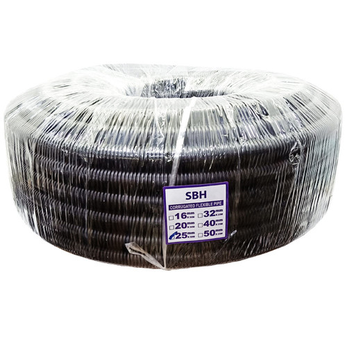 PVC Black 25mm Flexible Pipe 50m (Conduit) | Li Fong Hardware