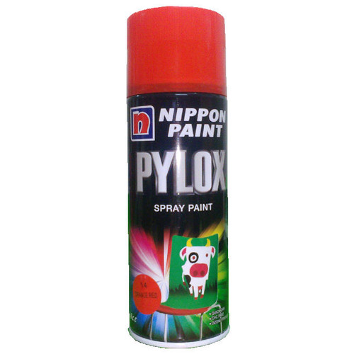 Nippon Paint Pylox Spray Paint 14 Orange Red 400CC | Li Fong Hardware