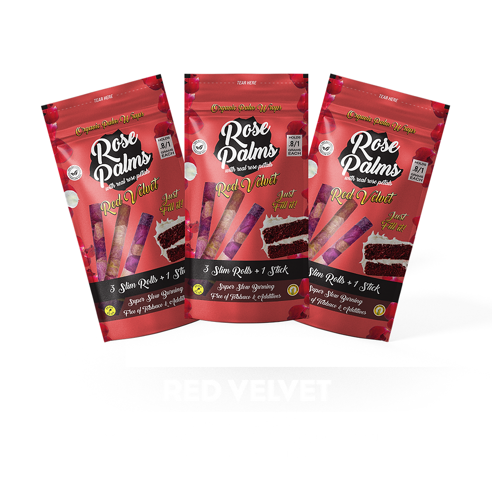 3 PACK Red Velvet Rose Petals and Palm Leaf / Blunts Wraps