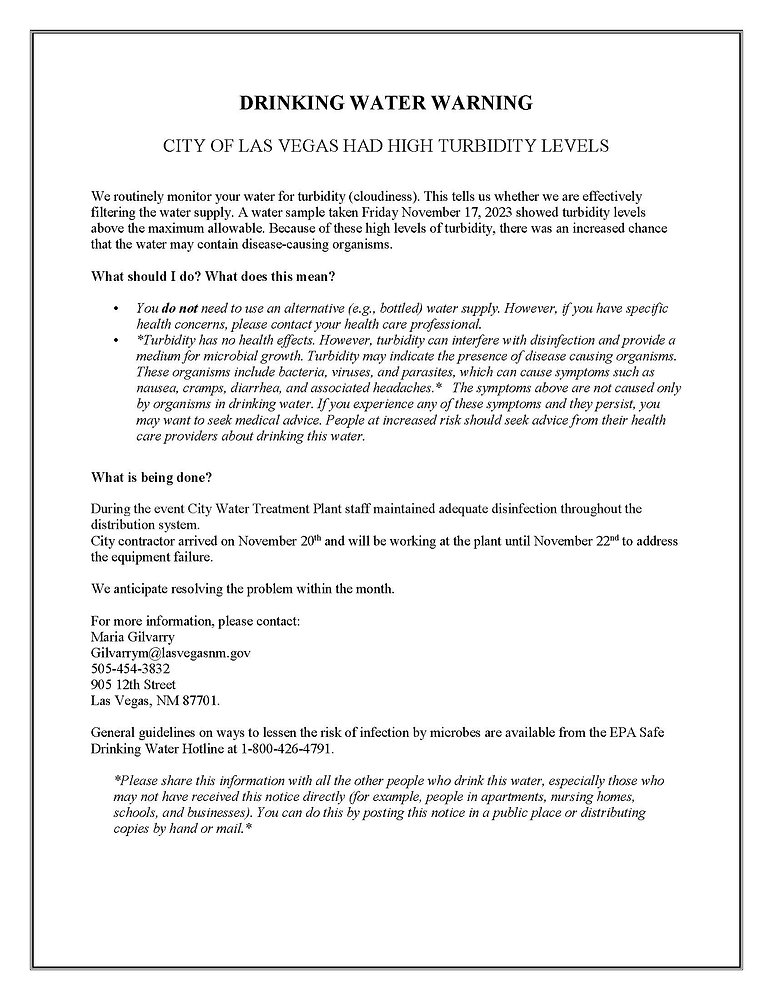 11/21/2023 Drinking Water Warning