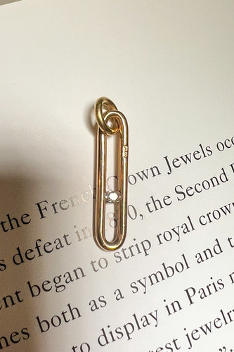 Antique 18ct Gold Trombone Link Diamond Pendant | Lucille London