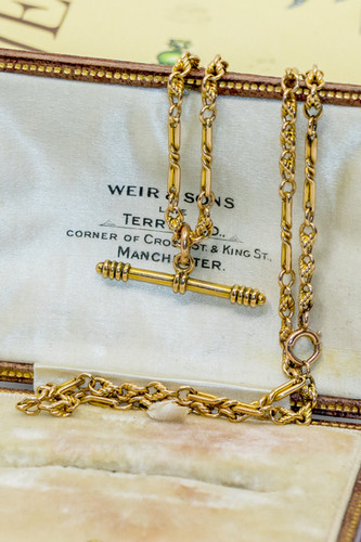 Antique 15ct Gold Fancy Link Chain With Removable T-Bar | Lucille London