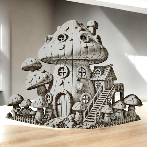 Mushroom House 3D Laser Engraving Design YreArt (Digital Item) | YreArt