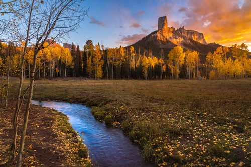 Chimney Rock Fall Colors Scenery | Colorado Landscape Print