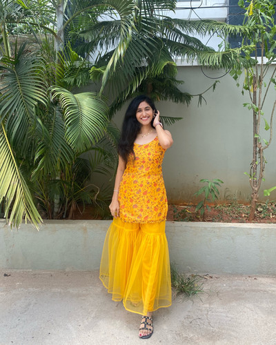 Yellow Sharara Set | Lavender Label