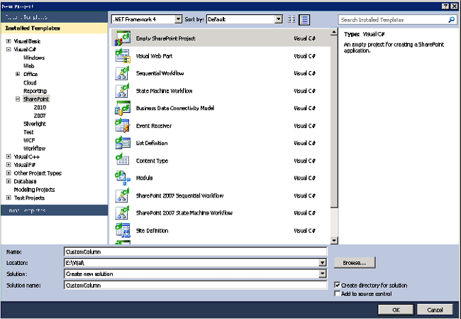 How to create Custom SharePoint 2010 List Column using Visual Studio 2010
