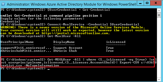 Export Active Users (Licensed Users) In .CSV Format From Office 365 Using PowerShell