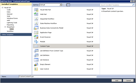 How to create custom SharePoint 2010 Content Type using Visual Studio 2010