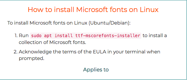 How to install Microsoft fonts on Linux