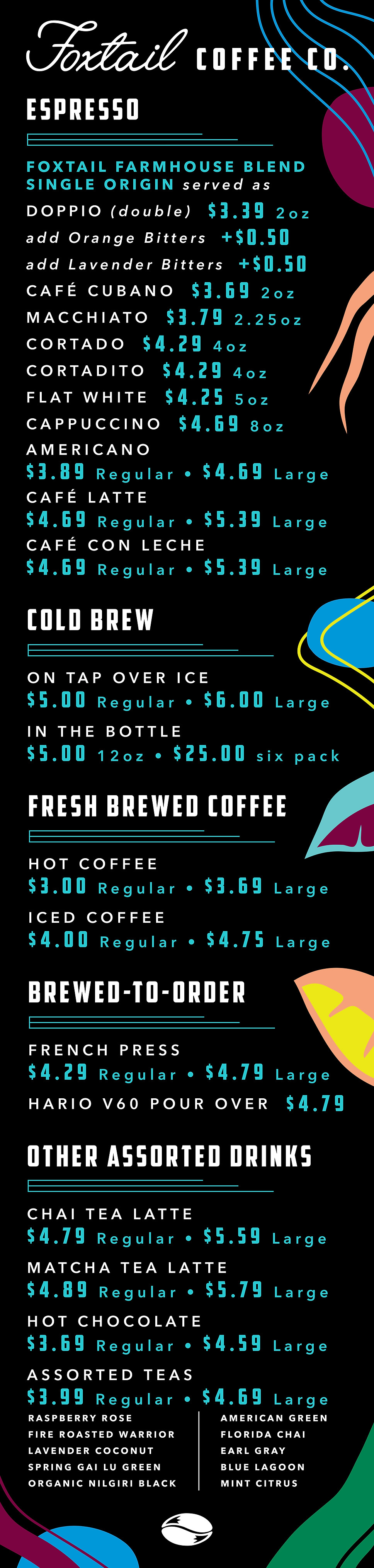 MENU | Foxtail Coffee Co.