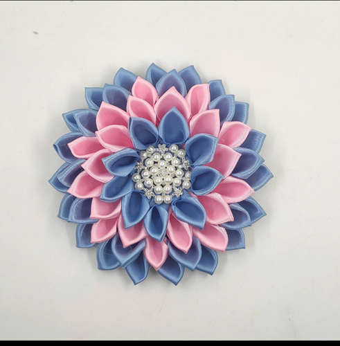 Pink and blue ribbon brooch | sablesophia-1