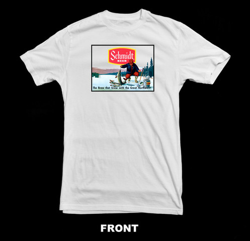 Schmidt Beer Vintage Advertising Fishing T Shirt