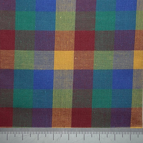 Multi coloured large check cotton print | Dolls House Draper