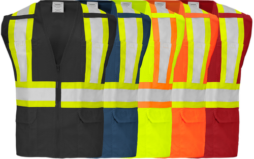 1287-Z-RD - Safety Vest with Zipper and Radio Clips | Guru's Gear