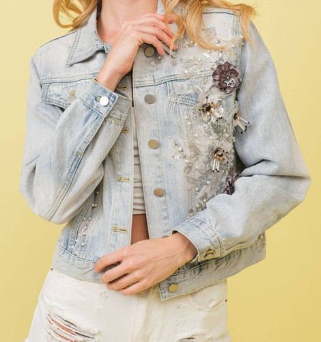3D Flower Denim Jacket | House Of KB Boutique