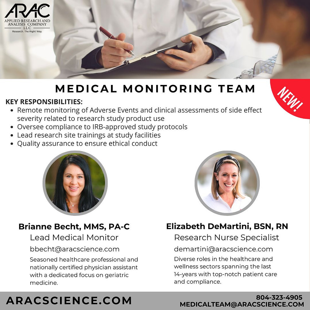 MEET ARAC'S NEW MEDICAL MONITORING TEAM!