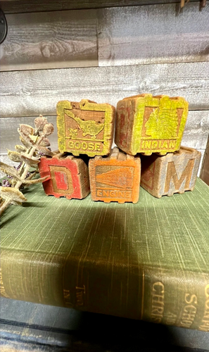 Antique/Vintage Wood Blocks (set of 5) | Welcome!
