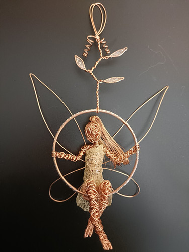 Copper Wire Fairy in hoop Fantasy sculpture ornament | aveburyfaeries/fairy