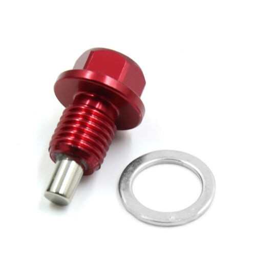 M12 x 1.5 Magnetic Sump Plug - Red | MB Performance