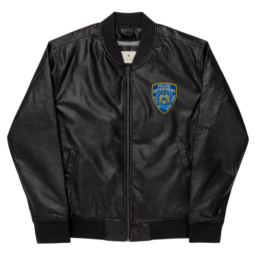 NYPD Leather Bomber Jacket | America First