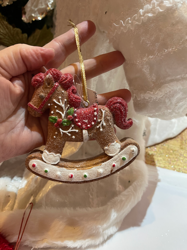Gingerbread Rocking Horse Tree Hanging Ornament | Christmas On Tambori