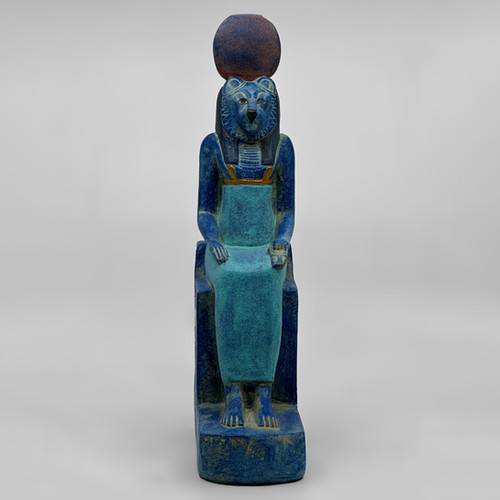 Rare Seated Tefnut Statue Made of Blue Stone | Pharaoh's Closet
