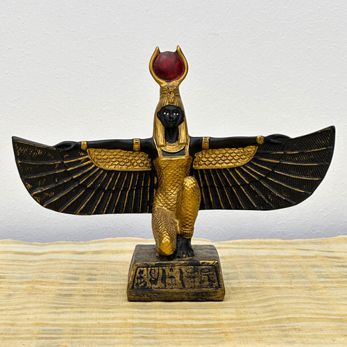 Small Seated Black and Gold Statue of Isis | Pharaoh's Closet