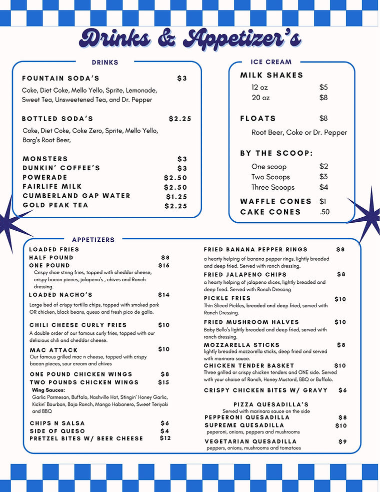 MENU | TASHA'S RESTAURANT | JONESVILLE VIRGINIA