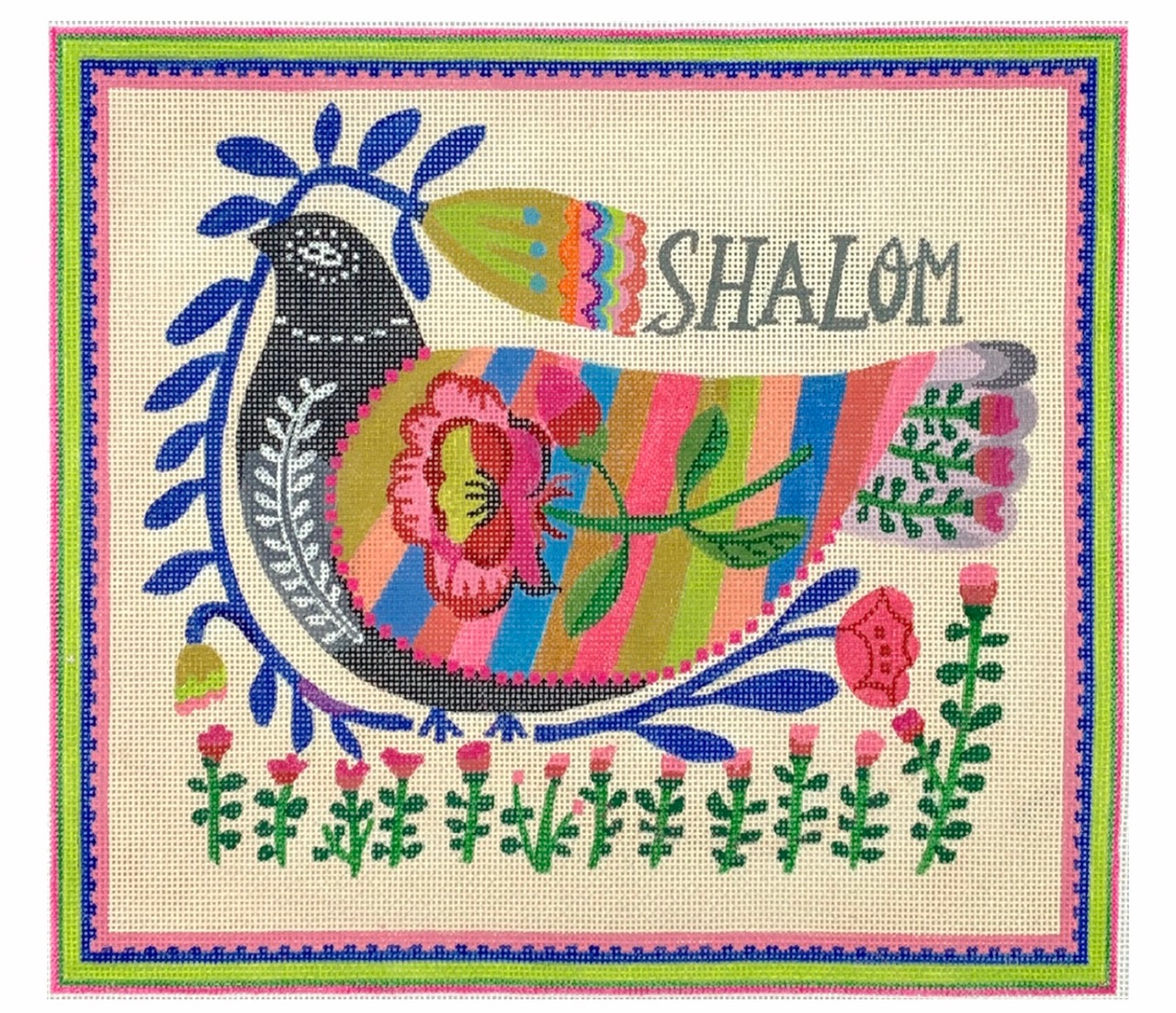 Shalom Dove With Flowers by Kate Dickerson | The Needlepoint Gallery