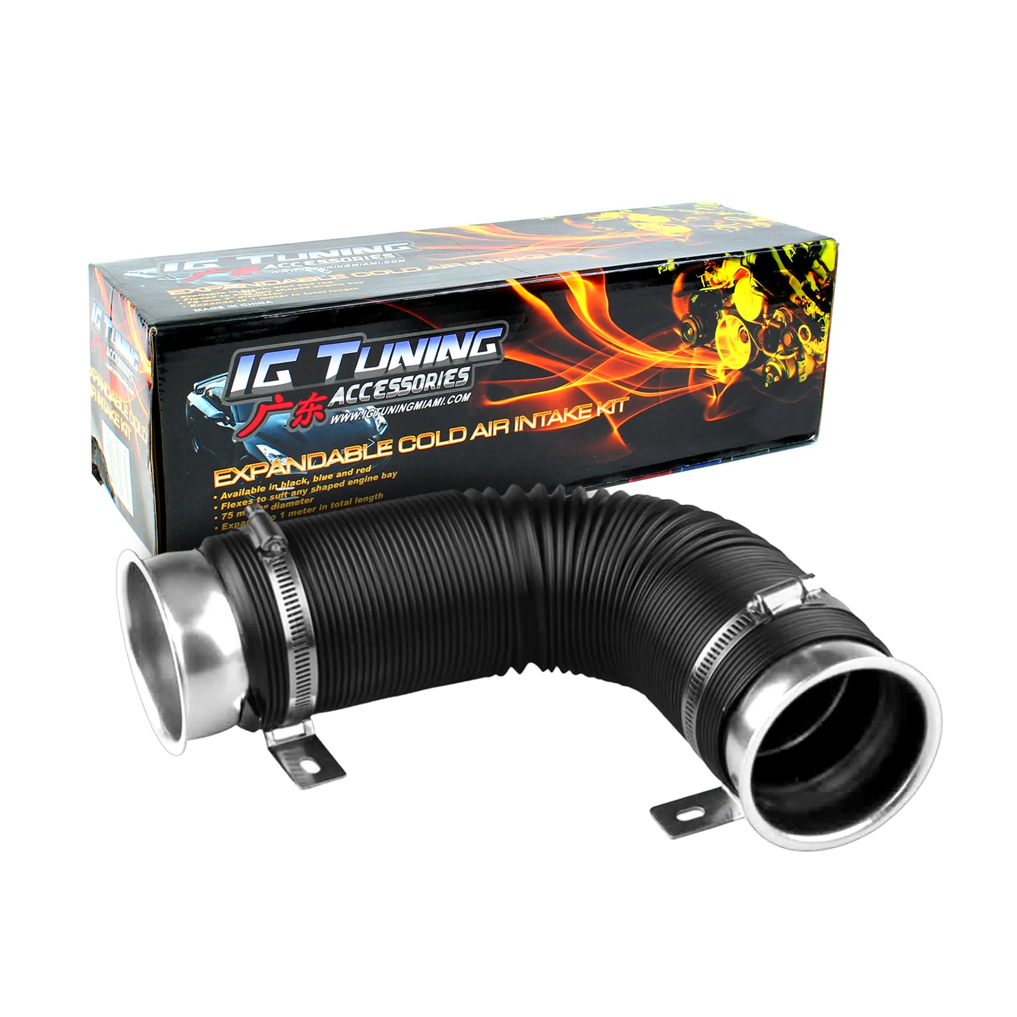 Flexi Adjustable Air Intake Inlet Pipe Hose Chrome ...