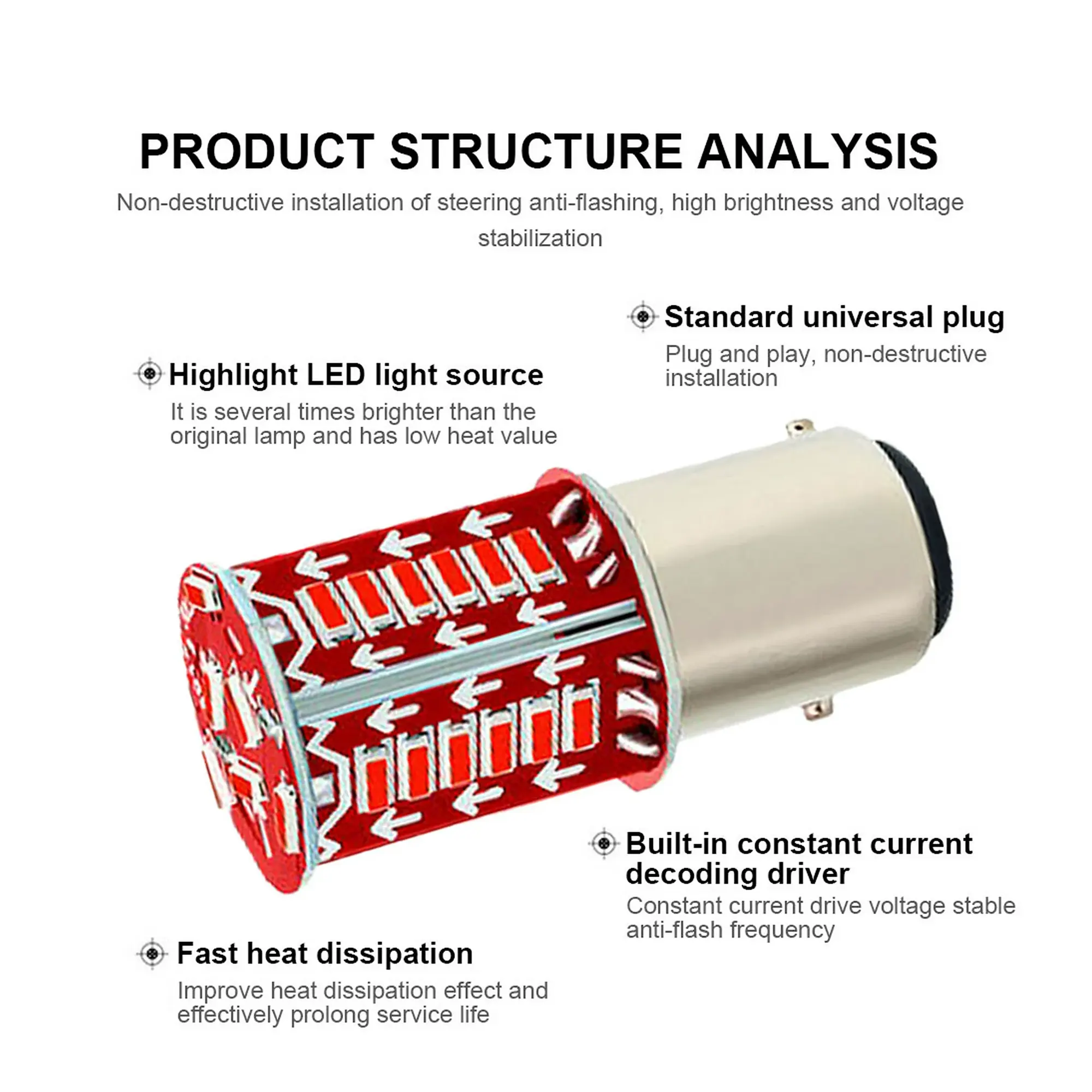 1157 LED Double Contact 30 Leds Red Flasher - IGTuningAccessories Car ...