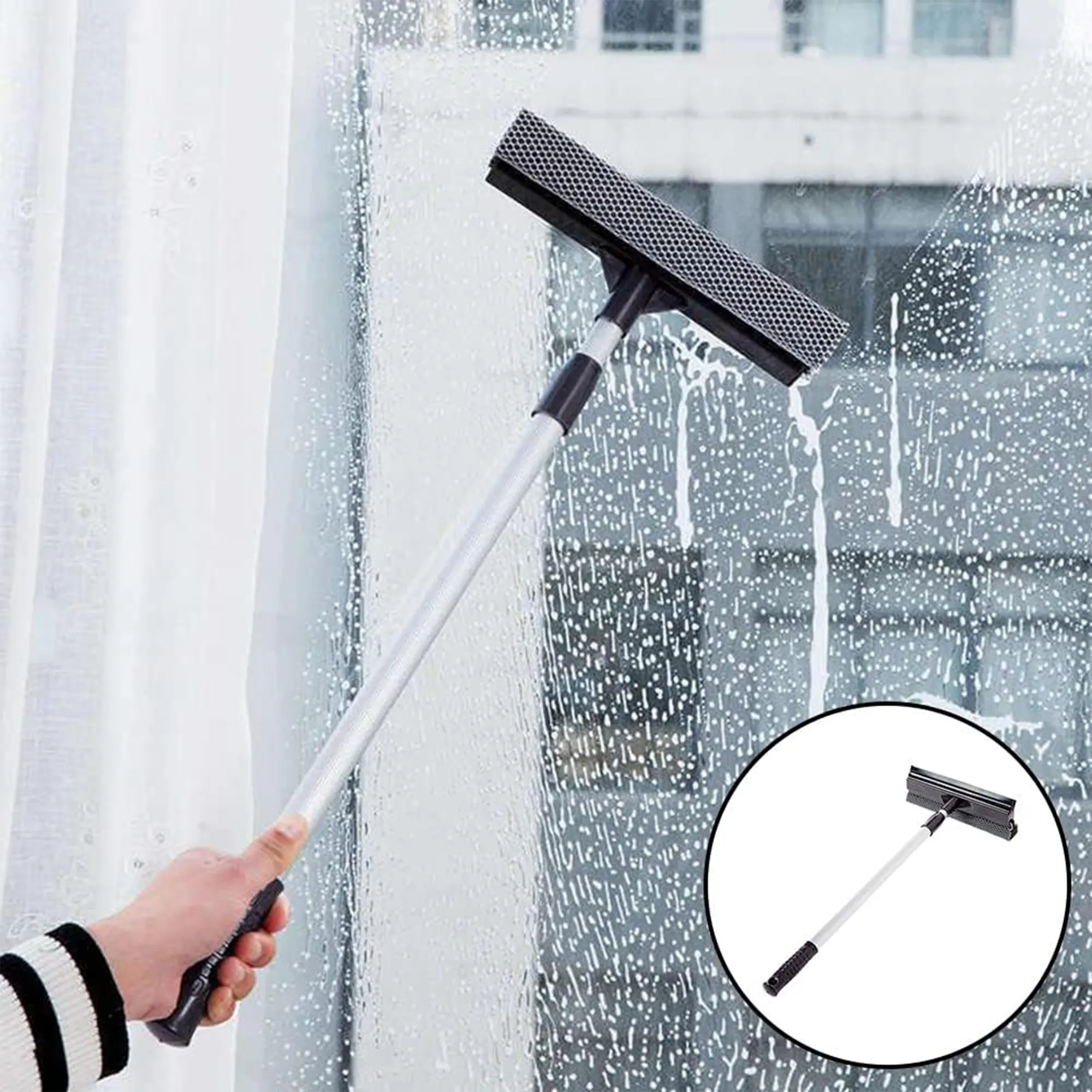 Squeegee large Window Cleaner, Long Handle Telescopic Brush for Glass ...