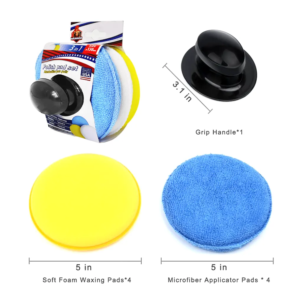 Polish Sponge 3 pcs High-Density Polishing Waxing Sponge Set Microfiber ...