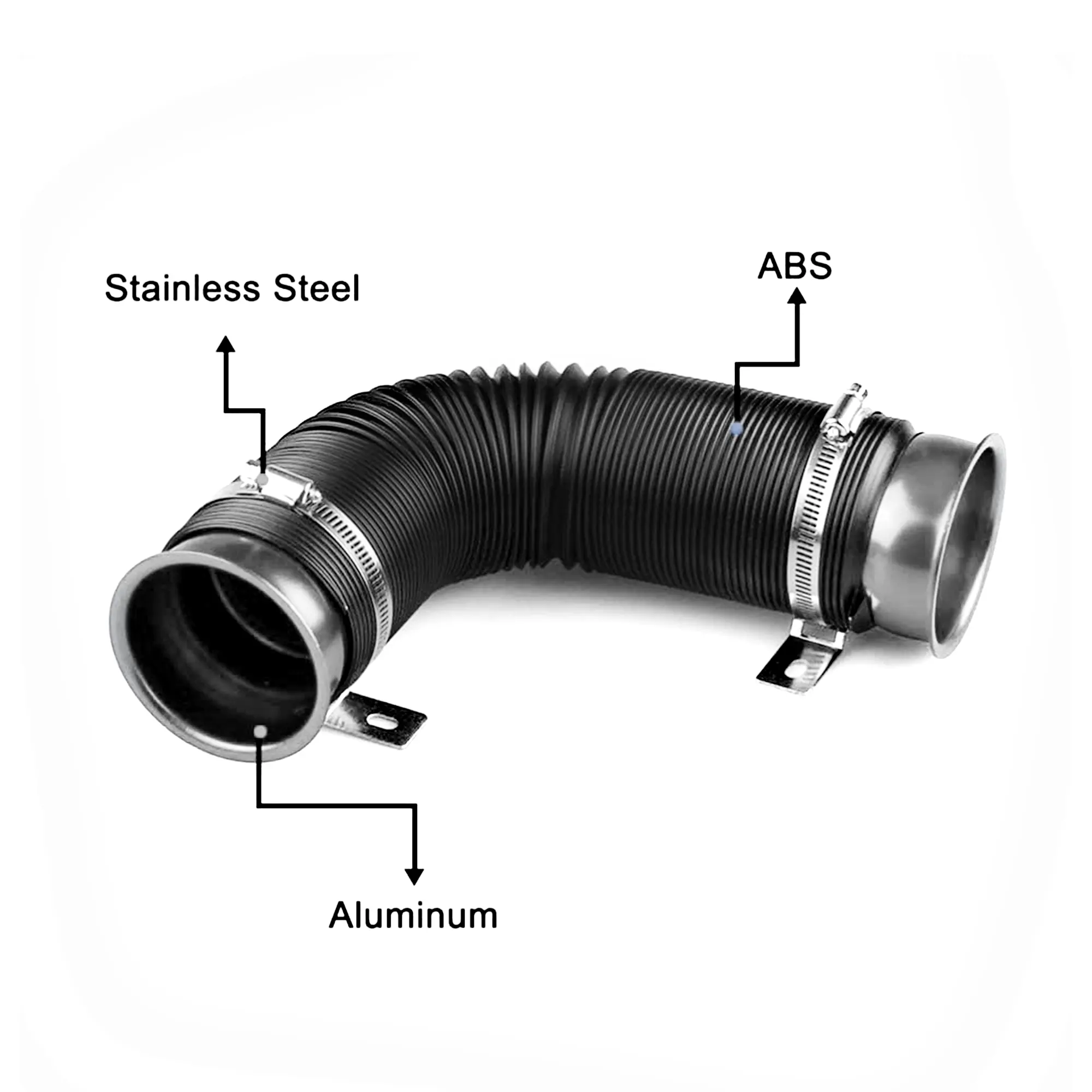 Flexi Adjustable Air Intake Inlet Pipe Hose Chrome ...