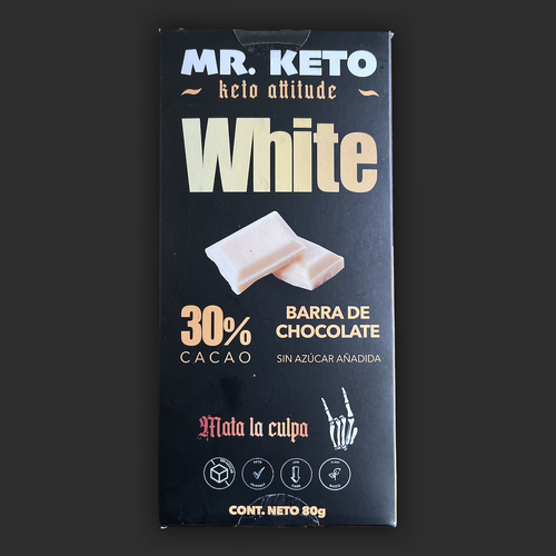Barra de chocolate Blanco - MR KETO - 30% Cacao | Cristina Marnich