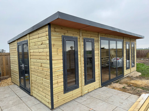 24x14 Summerhouse with Bifold, French doors, 4 windows & Pent roof | My ...