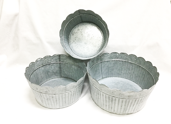 Metal 3 piece scalloped tin pot (197-8105) | kracwholesale