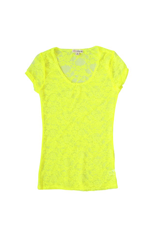 Neon Yellow Sheer Lace Top | walk pride