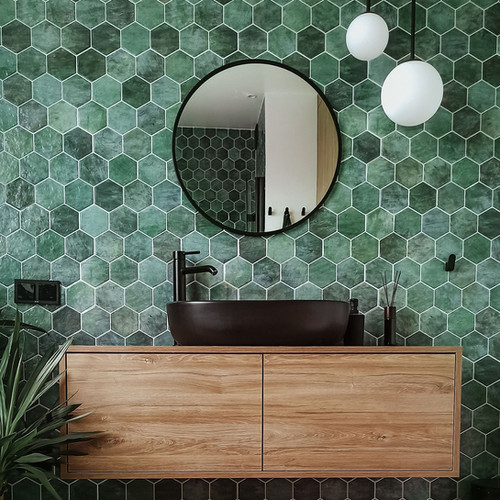 Carrelage Zellige Vert Hexagonal Hex Zellige 26,5x51 cm de Realonda ...