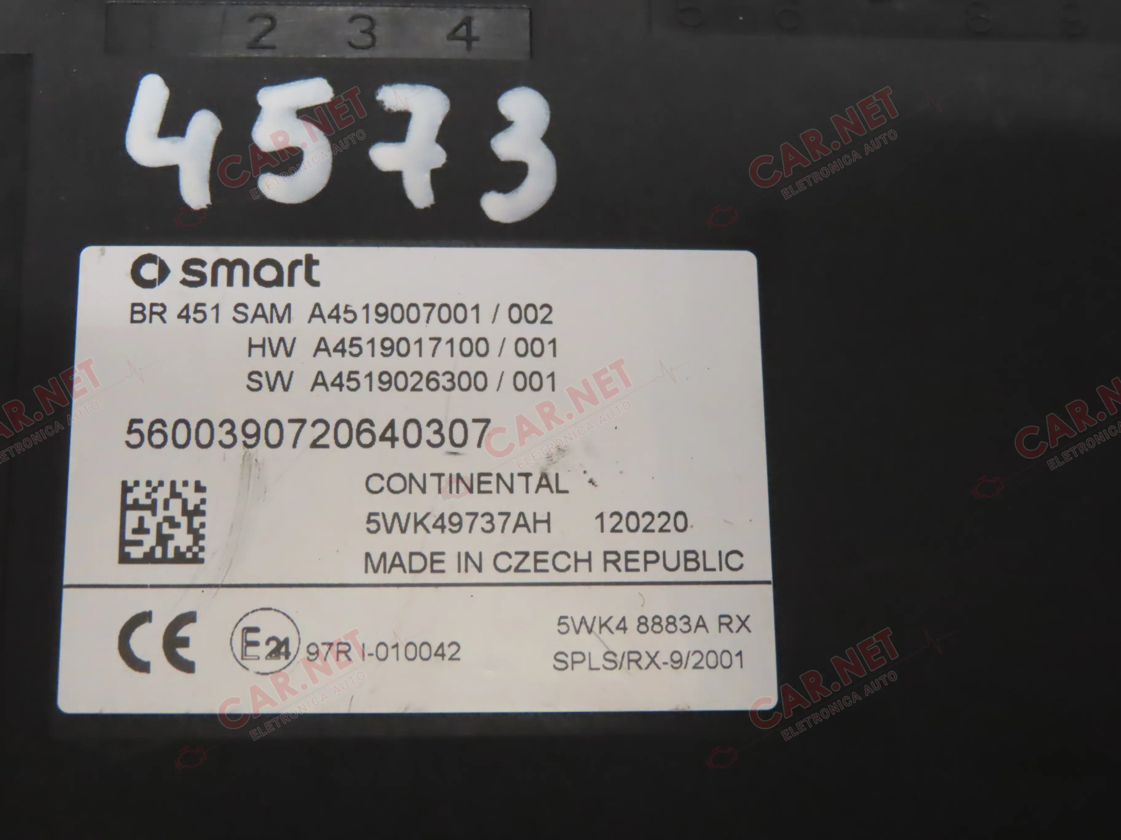 A4519007001 CENTRALINA BODY COMPUTER SAM SMART FORTWO 451 CONTINENTAL ...