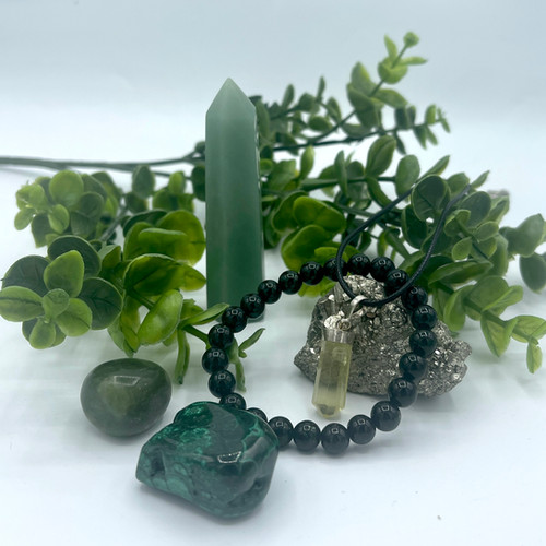 Money Set | Dublin Rock +-Green Aventurine point-Green Jade tumble ...