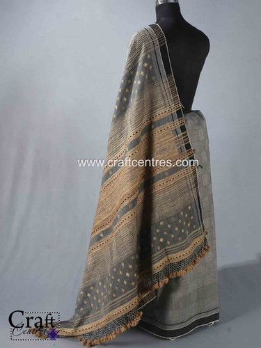 Cotton Silk Bhujodi Saree with Square Pattern Design cft961 | Bhujodi Saree