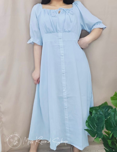 【兩著】方領/一字肩綁結連身裙 #DO2925 | Miss Round Shop HK