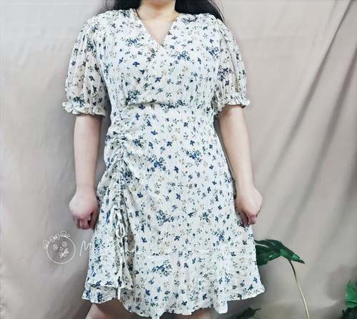 小清新V領碎花修身連身裙 TO3424 | Miss Round Shop HK