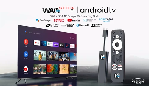 Waka Stick GD1 Clé Android TV certifiée Google + 24 mois Waka TV