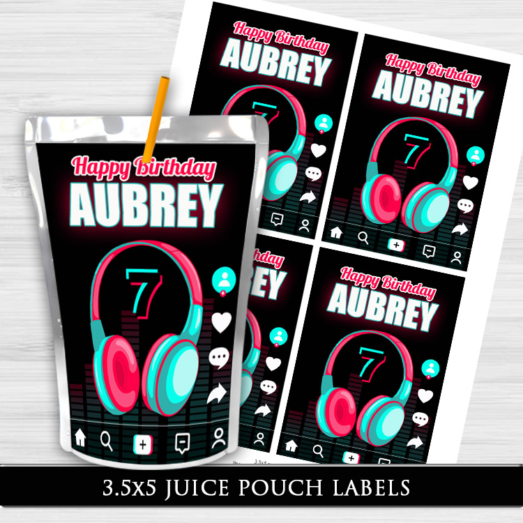 Paper, Party & Kids Tik Tok Capri Sun labels digital labels printable ...