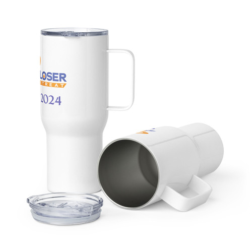Travel mug with a handle - Falling Closer 2024 | catalystvt