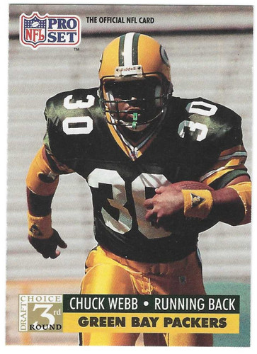 Chuck Webb Rookie 1991 Pro Set #810 Green Bay Packers | mancavecards