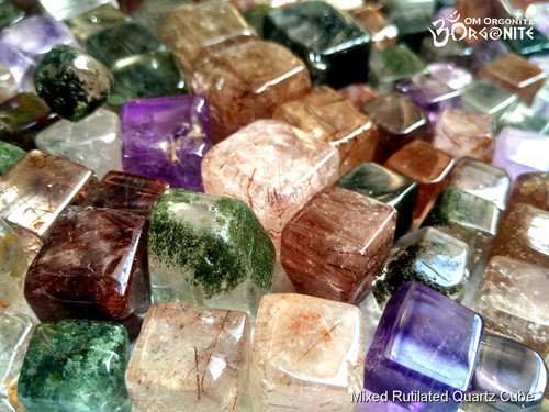 Rutilated Quartz Cubes | OM Orgonite